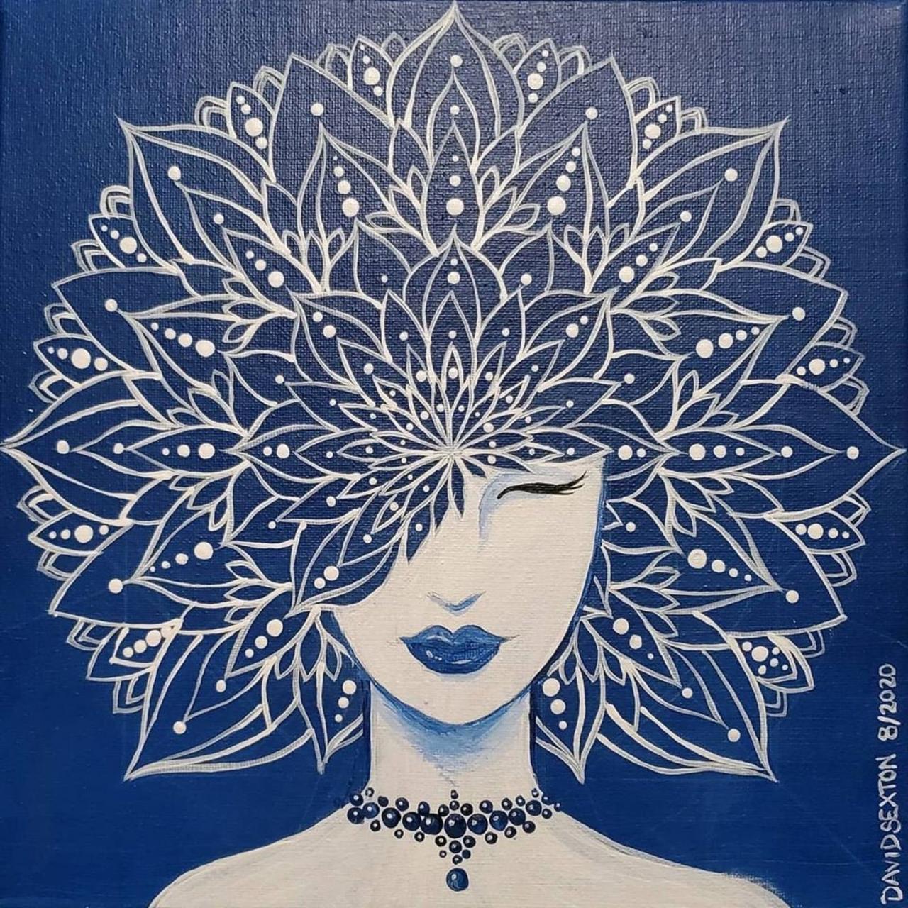 Custom Hand Painted Flower Lady Mandala Painting on Luulla