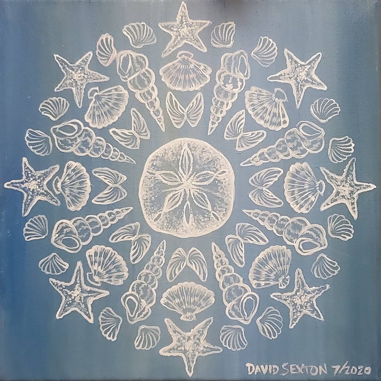 Custom Hand Painted Seashell Flower Mandala Painting on Luulla